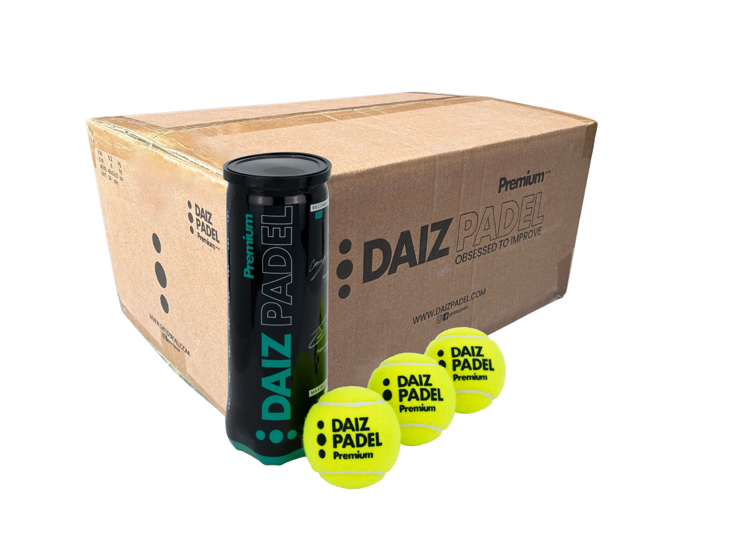 Daiz Padel Premium ballen doos met 24 kokers - PadelFactory Shop